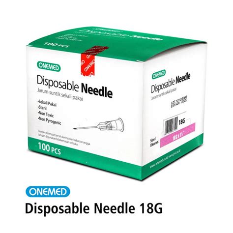 Jual Jarum Onemed 18g Box 100 Pcs Disposable Needle 18g Box Kota