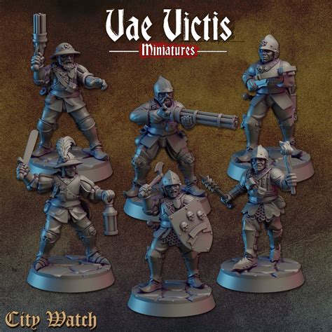 City Watch Set Vae Victis Miniatures Militiamen 32mm Scale Resin
