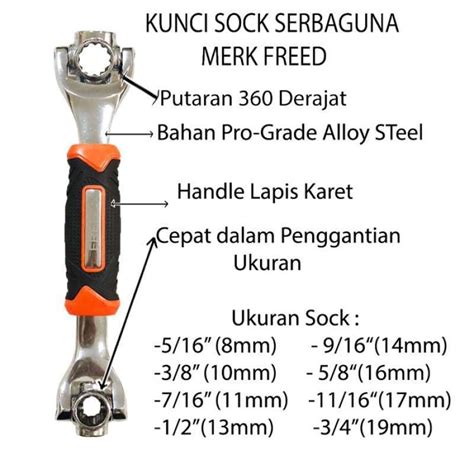 Promo Freed Kunci Sock Multifungsi Multi Socket Wrench Putar 360 Derajat Diskon 15 Di Seller