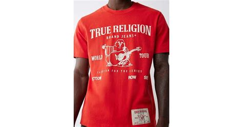True Religion World Tour Graphic Heavyweight T Shirt In Red For Men Lyst