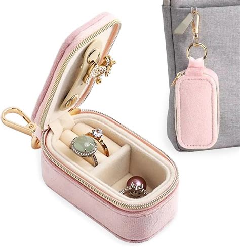 Fcgod Velvet Mini Travel Jewelry Case 2 In 1 Ring Holder