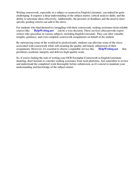 Ocr Exemplar Coursework English Literature Pdf Facebook Linked In
