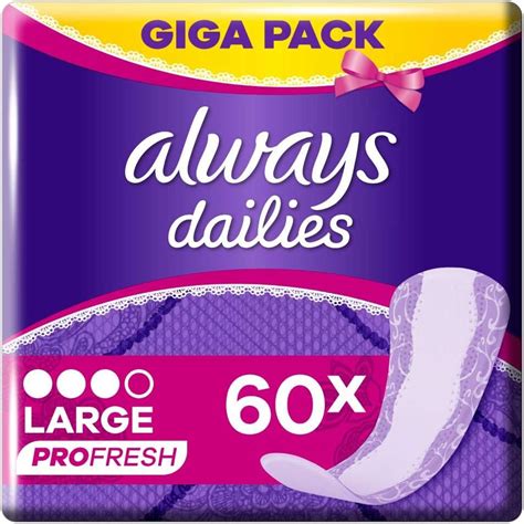 Always Profresh Large Pantyliners Pack Of 60 163g Bigamart