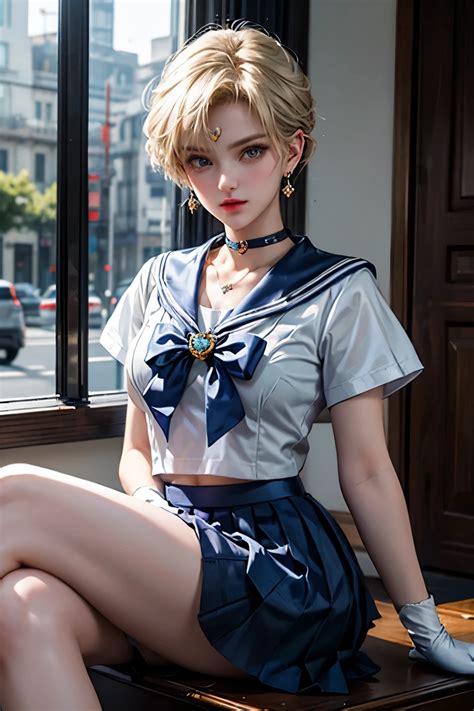 There Is A Woman Sitting On A Bench In A Sailor Outfit Seaart Ai
