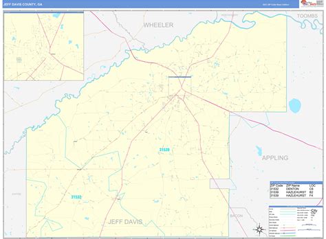 Jeff Davis County Ga Zip Code Wall Map Basic Style By Marketmaps