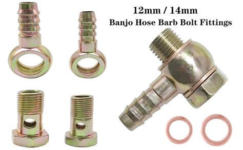 Obpsfy 2 Set 14mm Diameter Banjo Hose Barb Bolt Fittings
