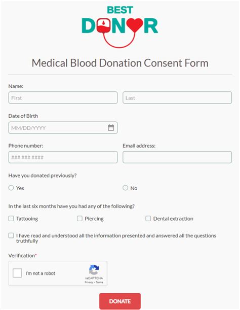 Medical Blood Donation Consent Form Template