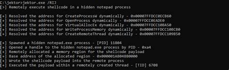 Jektor A Windows User Mode Shellcode Execution Tool