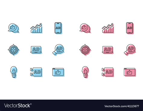 Set Line Light Bulb With Concept Of Idea Vector Image