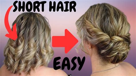 Easy Messy Twisted Updo On Short Hair Short Hair Updo Youtube