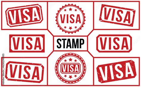 Visa Stamp Red Rubber Stamp On White Background Visa Stamp Sign Visa