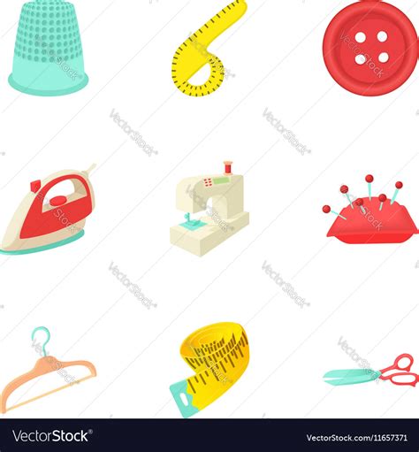 Patching Of Clothes Icons Set Cartoon Style Vector Image