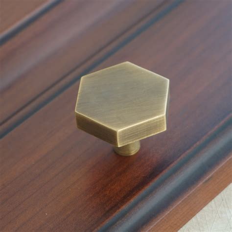 Hexagon Brass Knob Kitchen Cabinet Knobs Pulls Drawer Knob Etsy