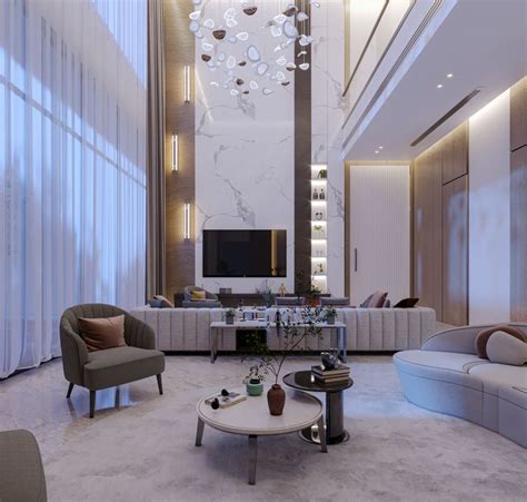 Double Height Villa Behance In 2024 Double Height Living Room