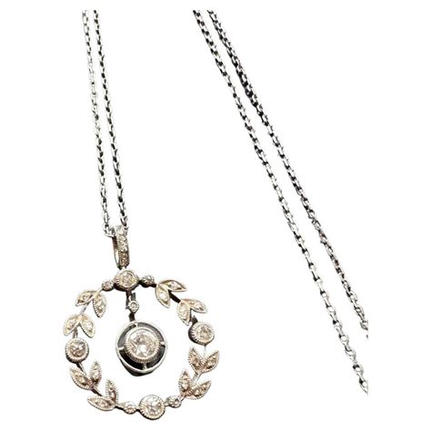 Elegant Edwardian Era Platinum Diamond Garland Necklace And Pendant For