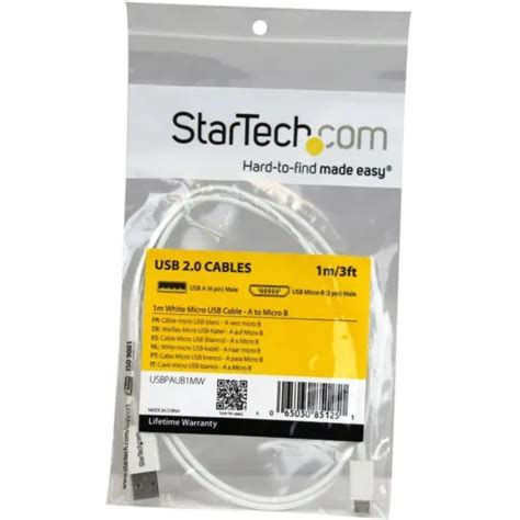 Tecnomascl Usbpaub1mw 1m White Micro Usb Cable A To Micro B