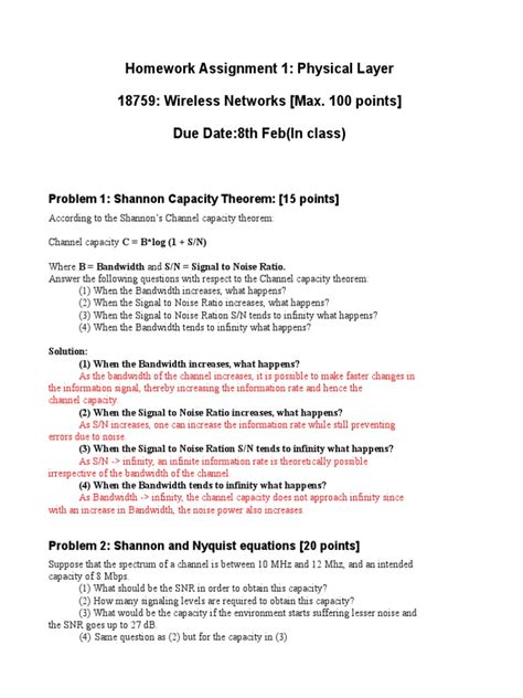 Homework Assignment 1 Physical Layer 18759 Wireless Networks Max