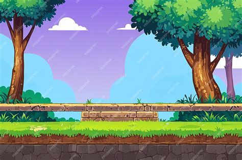 Platform Game Background Template Premium Ai Generated Image