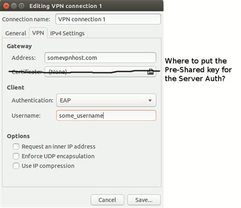 Networking Where To Add The Pre Shared Key For The Server Authentication With Network Manager