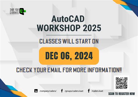Caders 📢 Announcement Rescheduling Of Autocad Workshop 2025 Classes