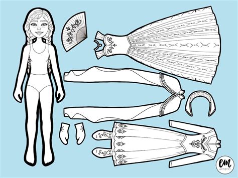 Coloring Printable Elsa And Anna Paper Dolls Elsa Paper Doll Etsy Uk