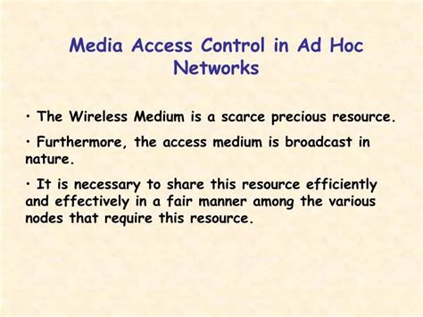 ppt media access control in ad hoc networks powerpoint presentation