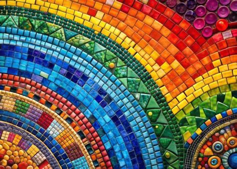 Stunning Rainbow Mosaic Art A Vibrant Display Of Bold Colors Playful