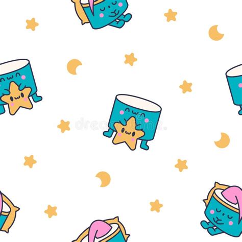 Drum Character With Sticks Seamless Pattern Stock Illustration
