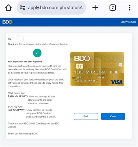 Approved For Bdo Gold Visa But I Received Classic Visa Rphcreditcards