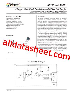 A3291 Datasheetpdf Allegro Microsystems