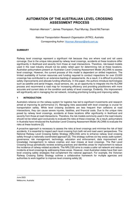 Pdf Automation Of The Australian Level Crossing Assessment Alcam Process