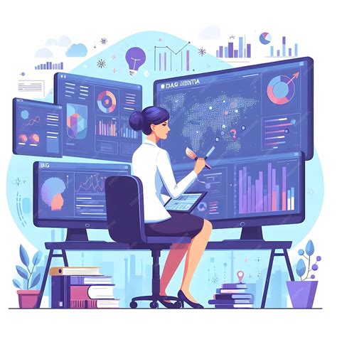 Flat Data Scientist Candidly Analyzing Big Data With Interactive