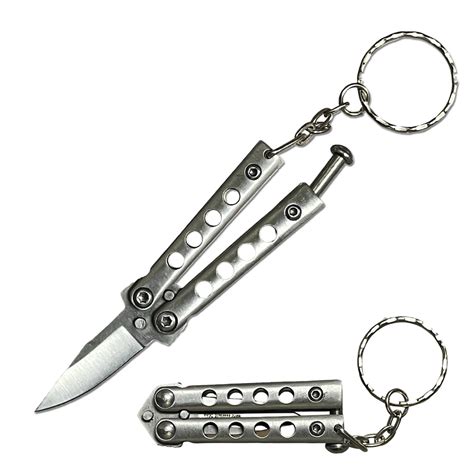 2 25 Inch Closed Silver Mini Butterfly Keychain Knife 6c0 10