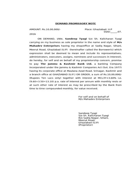 Demand Promissory Note Pdf