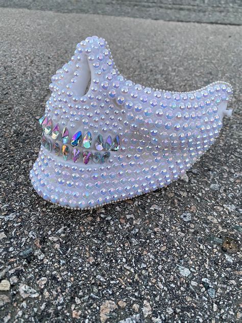Pearl Skull Mask Face Mask Skull Mask Tear Drops Crystals Etsy