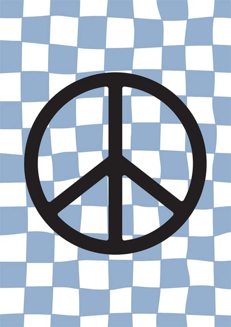 Light Blue Checkers And Peace Symbol Kuki Prints