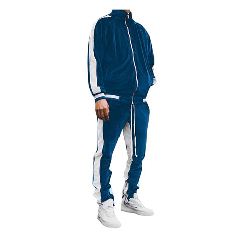 Mens Velour Tracksuit 2 Piecesvelour Tracksuit Mensfull Zip Up