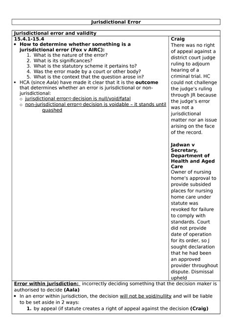 Jurisdictional Error Jurisdictional Error Jurisdictional Error And