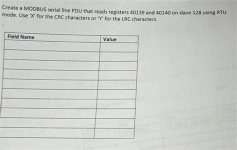 Solved Create A Modbus Serial Line Pdu That Reads Registers
