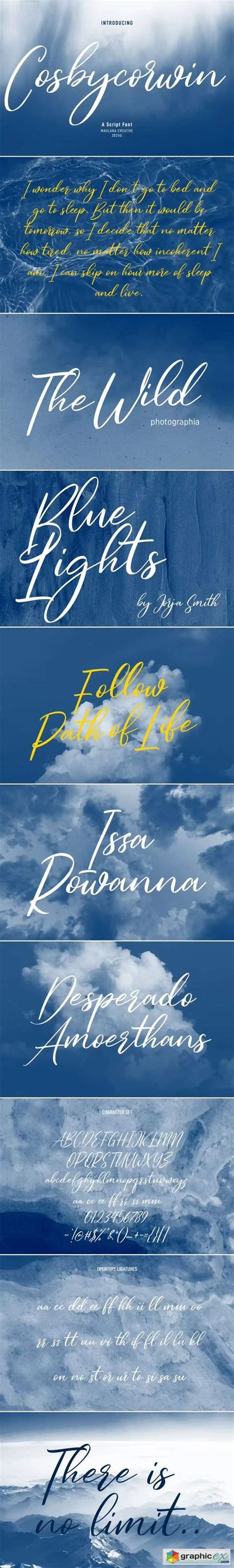 Cosbycorwin Script Slanted Cursive Font Free Download Vector Stock