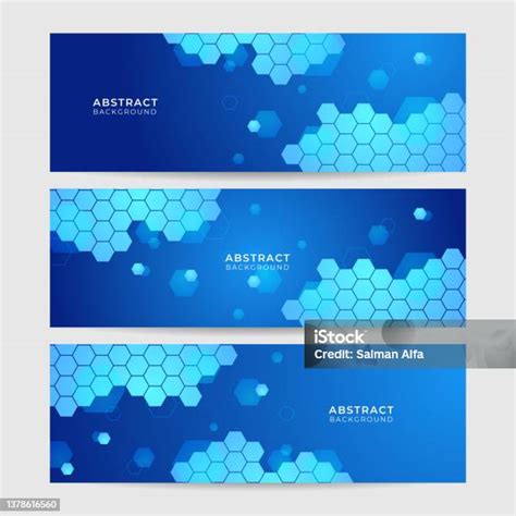 Teknologi Hexa Biru Muda Berwarnawarni Spanduk Desain Abstrak Ilustrasi