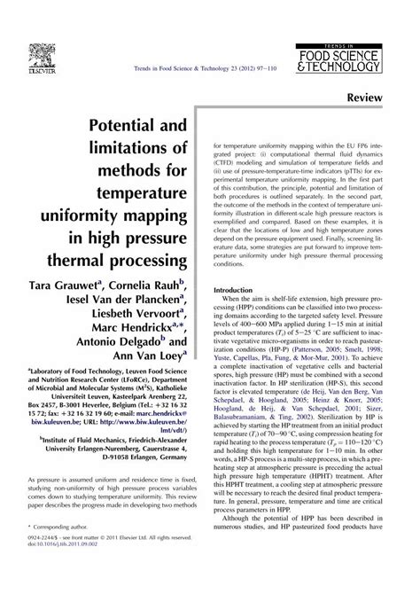 Pdf Potential And Limitations Of Methods For Temperature Uniformity