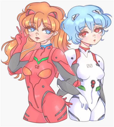 Rei And Asuka By Me R Evangelion
