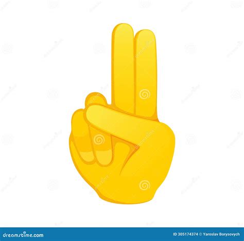 Hand Points With Two Fingers Icon Yellow Gesture Emoji Vector Stock