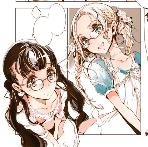 Safebooru 2girls D Aqua Eyes Blonde Hair Braid Brown Eyes Brown Hair