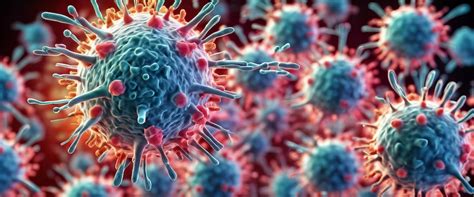 Close Up Of A Bunch Of Blue And Red Viruses Premium Ai Generated Image