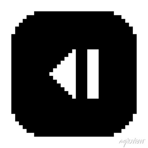 Back Button Icon Black White Vector Pixel Art Icon • Wall Stickers Signs Flat White