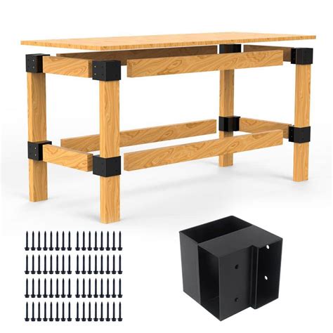 8 Piece Steel Workbench Bracket Kit 3 Way Right Angle Corner Brackets