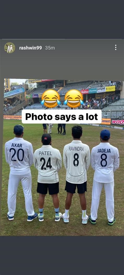 Ashwins Insta Story R Cricket