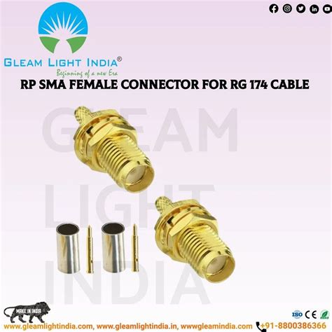 Brass Rp Sma Female Connector For Rg 174 Cable For Telecomdata